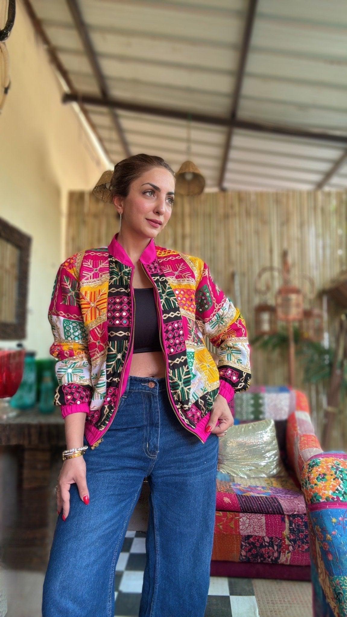 Visra phulkari bomber jacket – banjaratrail